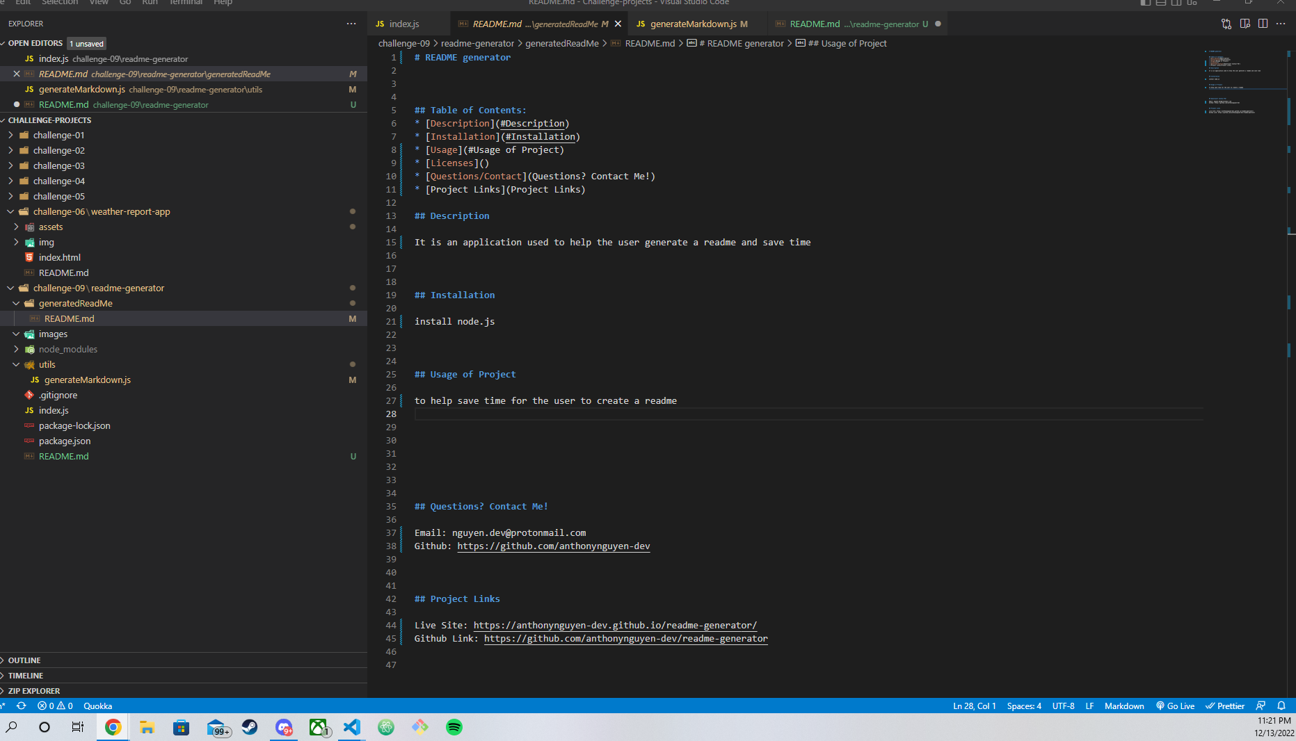 ReadMe generator | readme-generator